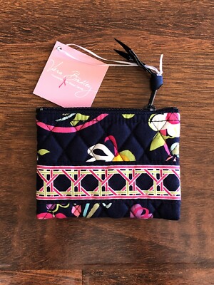 Vera Bradley Blue Pink RIBBONS COIN PURSE Zippered Case 4x5” Retired ...