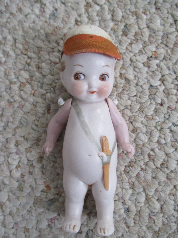 Antique German All Bisque Boy Googly Type Doll ~ Unmarked Light Pink ...