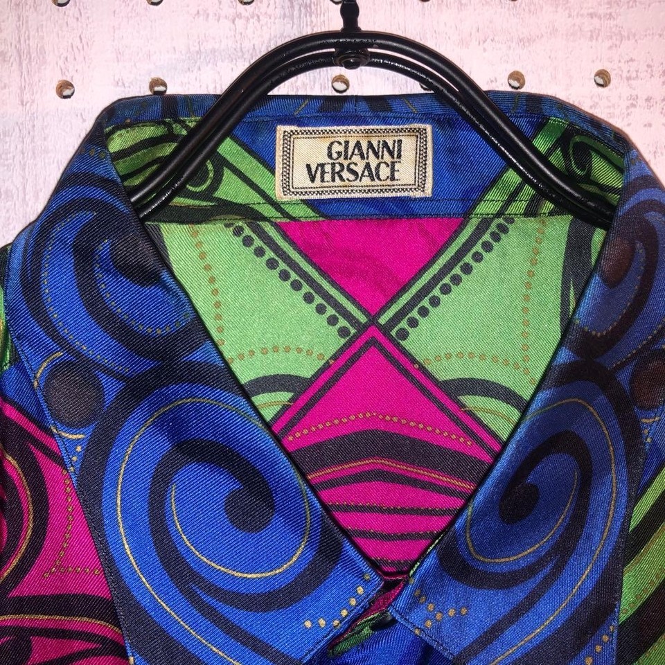 Gianni Versace Long Sleeve Collared Shirt Multicolor Silk Men's From ...