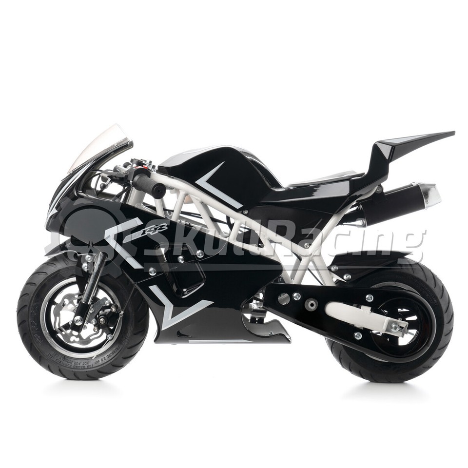 SkullRacing Gas Powered Mini Pocket Bike Motorcycle 50RR (White ...