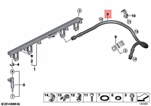 Genuine Fuel Hose BMW E60 E61 E63 E64 E65 E66 F01 F02 F10 F11 F18 ...