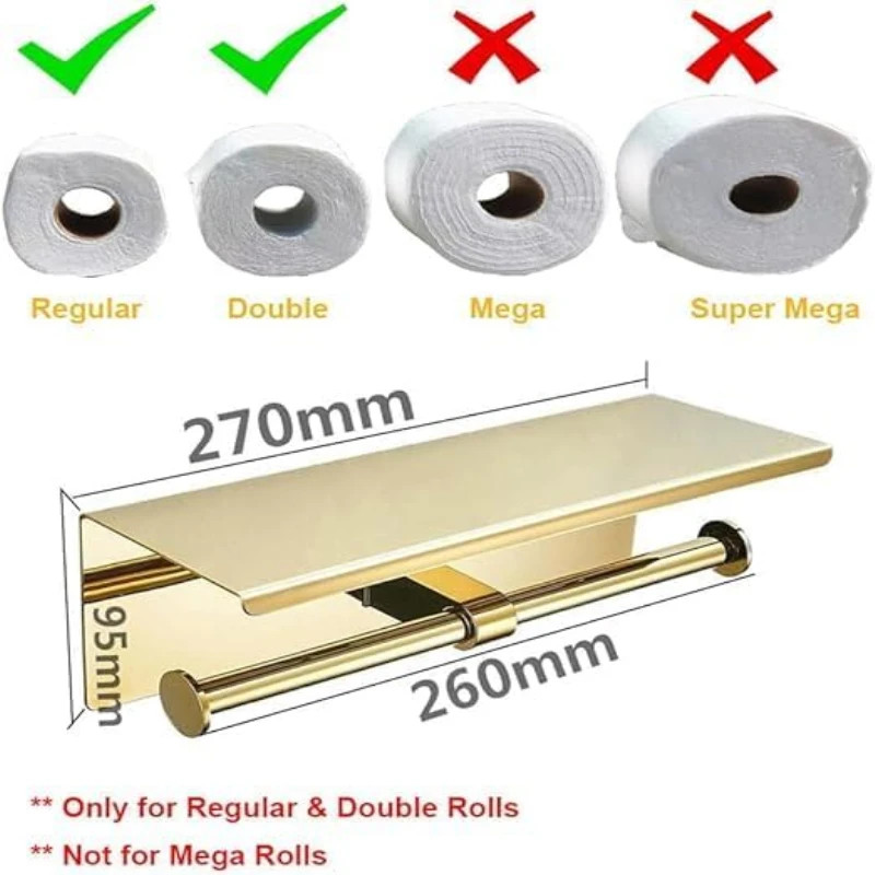 Wall Mounted Double Jumbo Stainless Steel Toilet Tissue Roll Paper ...