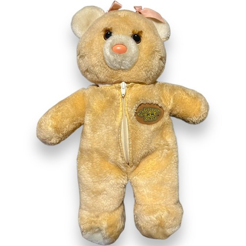 TOMY Undercover Bears B.B. Plush Stuffed Animal Peach Tan Pink Bow ...