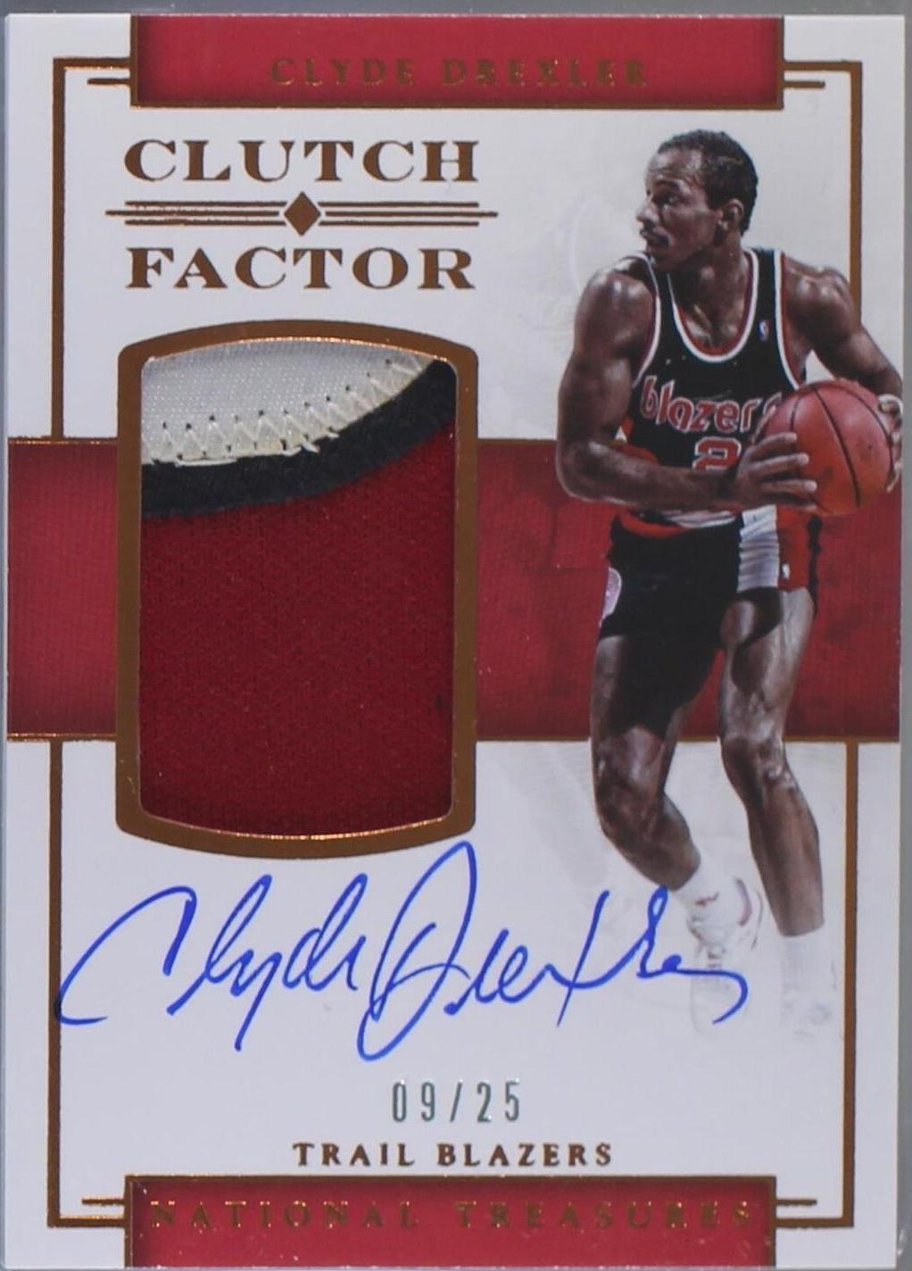 2016-17 Panini National Treasures - Clutch Factor Clyde Drexler #21 ...