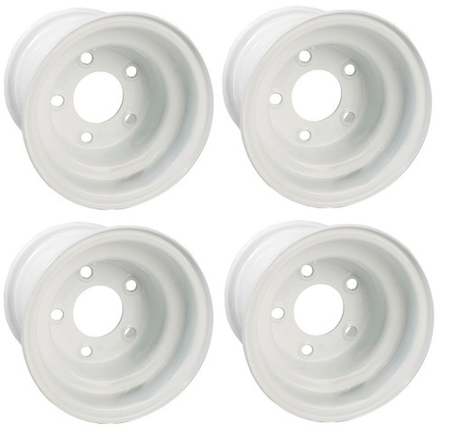 (4) GTW 8 inch Steel Golf Cart Wheel | 8x7 Centered | White | 5 Hole ...