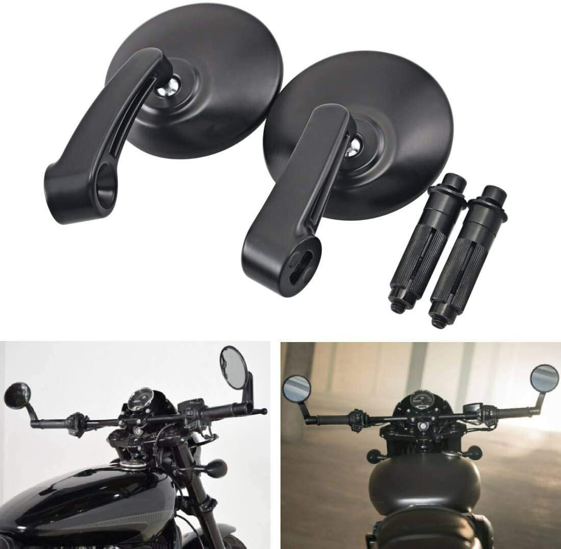 Black Motorcycle Round 7/8" Bar End Mirrors For Triumph Bonneville T100 ...