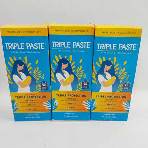 3x - Triple Paste Zinc Oxide Rash Cream Fragrance Free 2 oz. Exp. 07/ ...