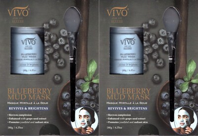 Vivo Per Lei Blueberry Mud Face Mask with Applicator 6.35oz/ 180g (Set ...