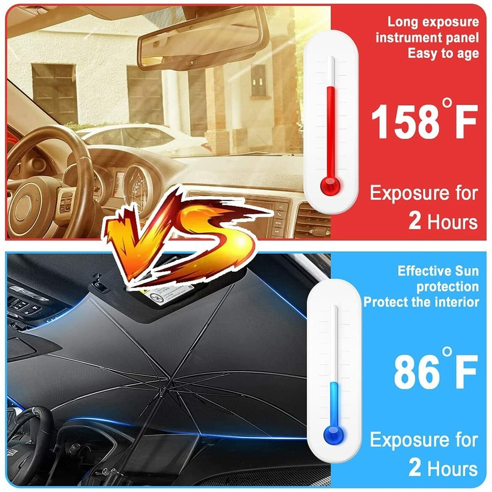 Car Windshield Sunshade Foldable Umbrella Front Window Sun Cover Visor ...