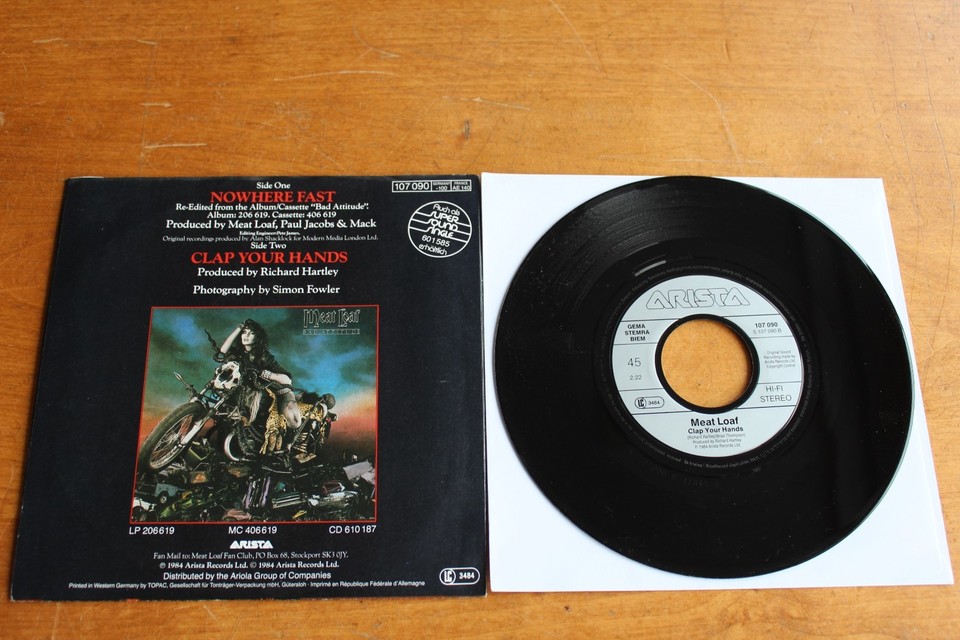 Meat Loaf ‎- German 7" + Promo Infosheet / Nowhere Fast Arista ‎– 107 ...