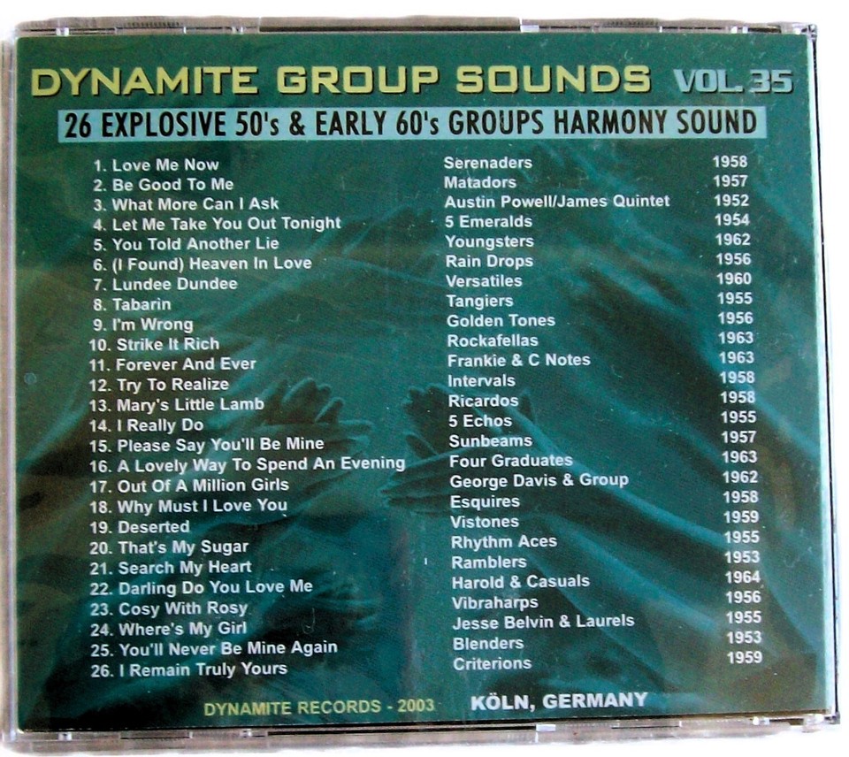 Dynamite Group Sounds, Vol. 35: Explosive 50's & Early 60's (CD, 2003 ...