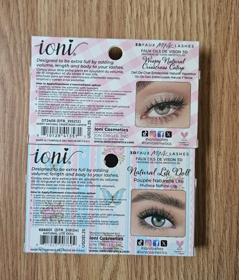 Lot of 6 Ioni 3D Faux Mink Lashes Wispy Cat Eye & Natural Lite Doll ...