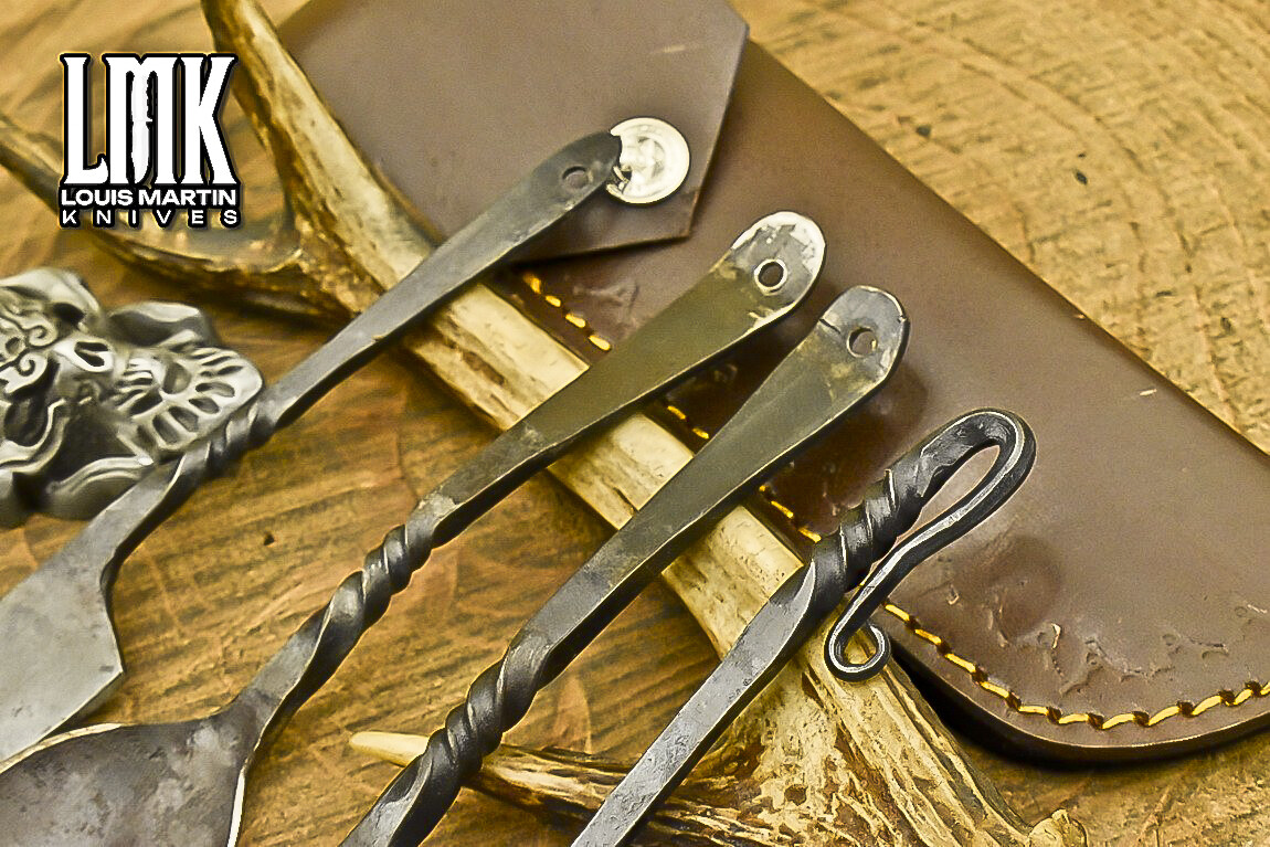 LMK Hand Crafted Antique Table Set AUS-8 Steel Carbon Engraving Lot of ...