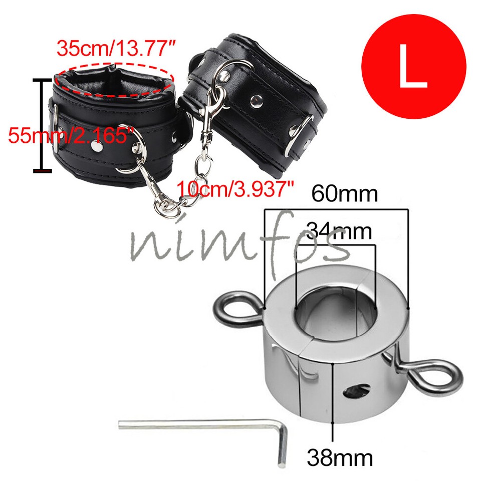 Male Ball Stretcher With Leather Handcuff Ankle cuffs Lock Scrotum ...