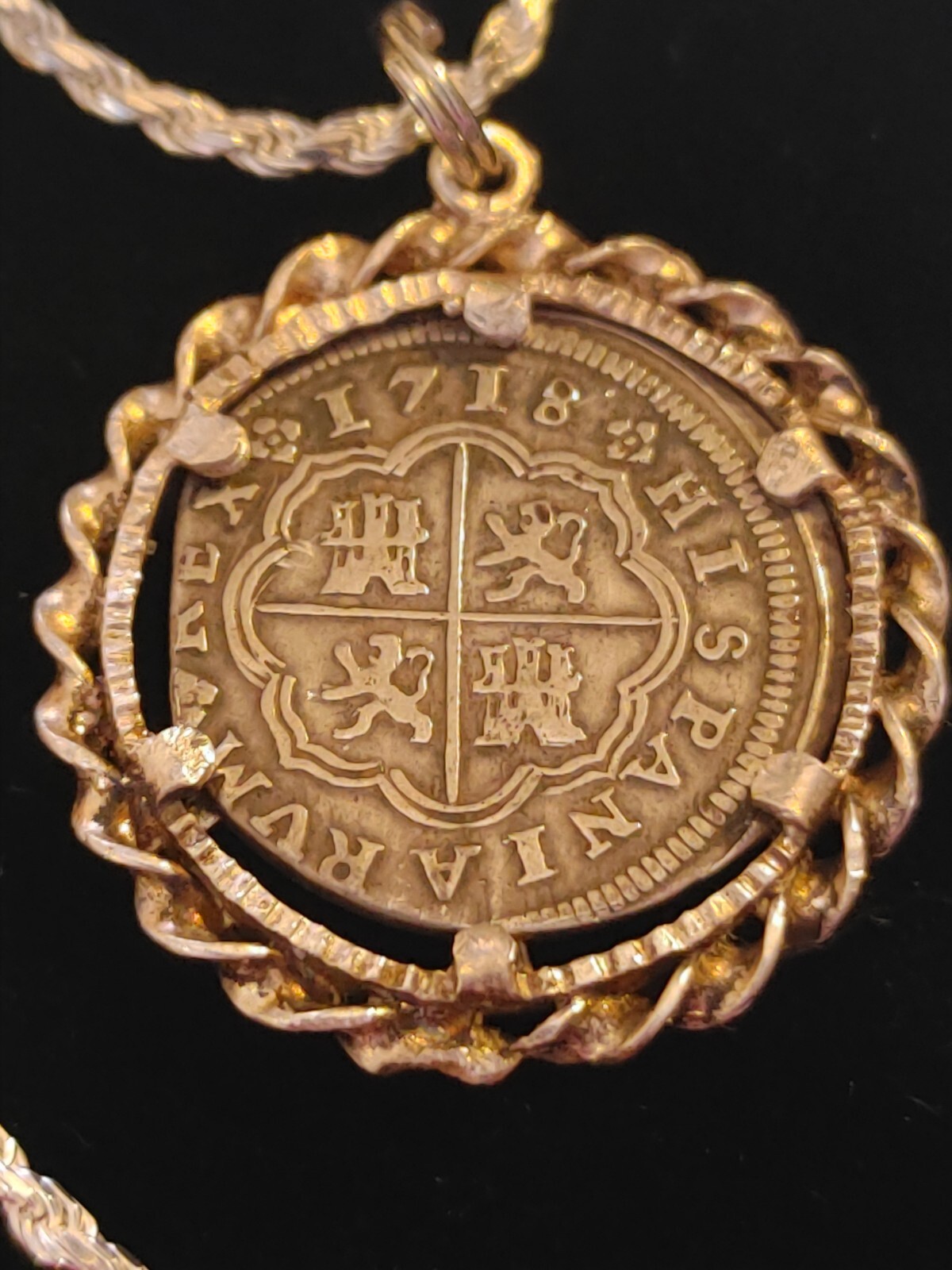 Rare Uncirculated Spain 1718 .903 Silver Reale Pendant 24" Sterling ...