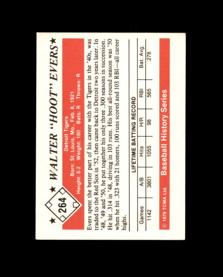 Hoot Evers Signed 1979 TCMA History Series Detroit Tigers Autograph | eBay