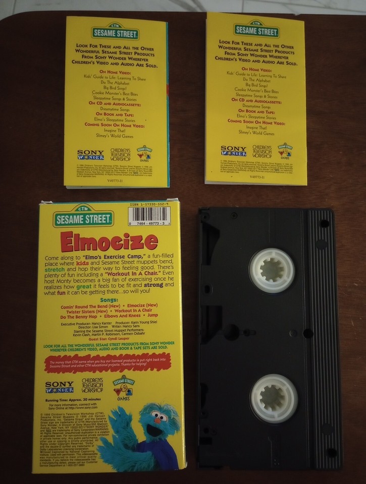 Sesame Street - Elmocize (1996 VHS) Elmo's Exercise Camp Sony Wonder ...
