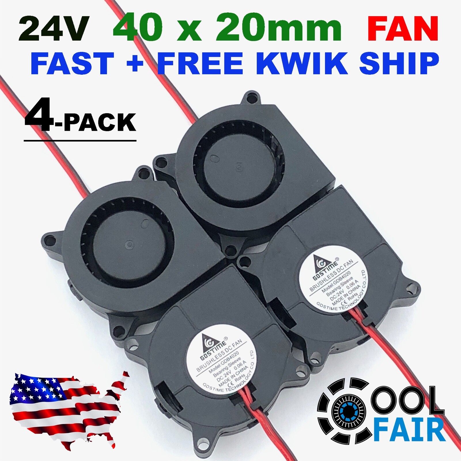 24V 40mm Blower Fan 4020 40mm x 20mm Turbo Cooling 3D Printer Rep Rap ...