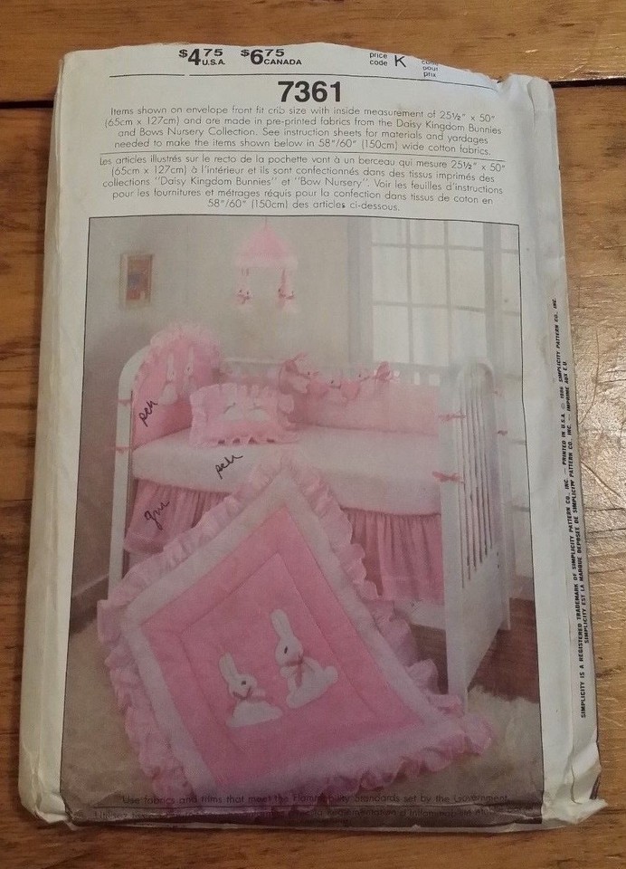 VINTAGE SIMPLICITY DAISY KINGDOM BABY CRIB NURSERY PATTERN 7361 FREE ...