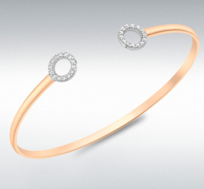 9ct Yellow Gold White Stone Torque Bangle | eBay Australia