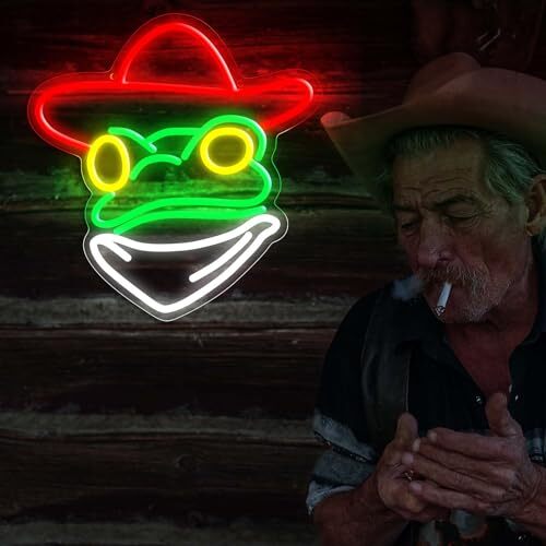 Cowboy Frog Neon Light, Dimmable LED Frog Light Sign for Cowboys Frog ...