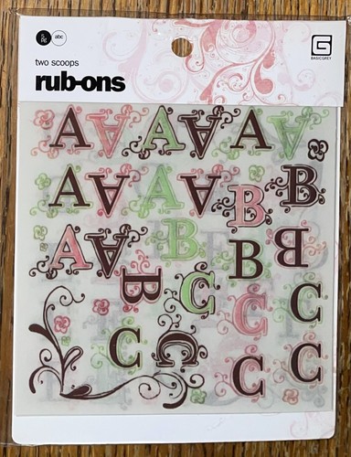 Vintage Rare Basic Grey ~ABC Two Scoops~ Rub-Ons Alphabet Alphas Letters 5 Pages | eBay