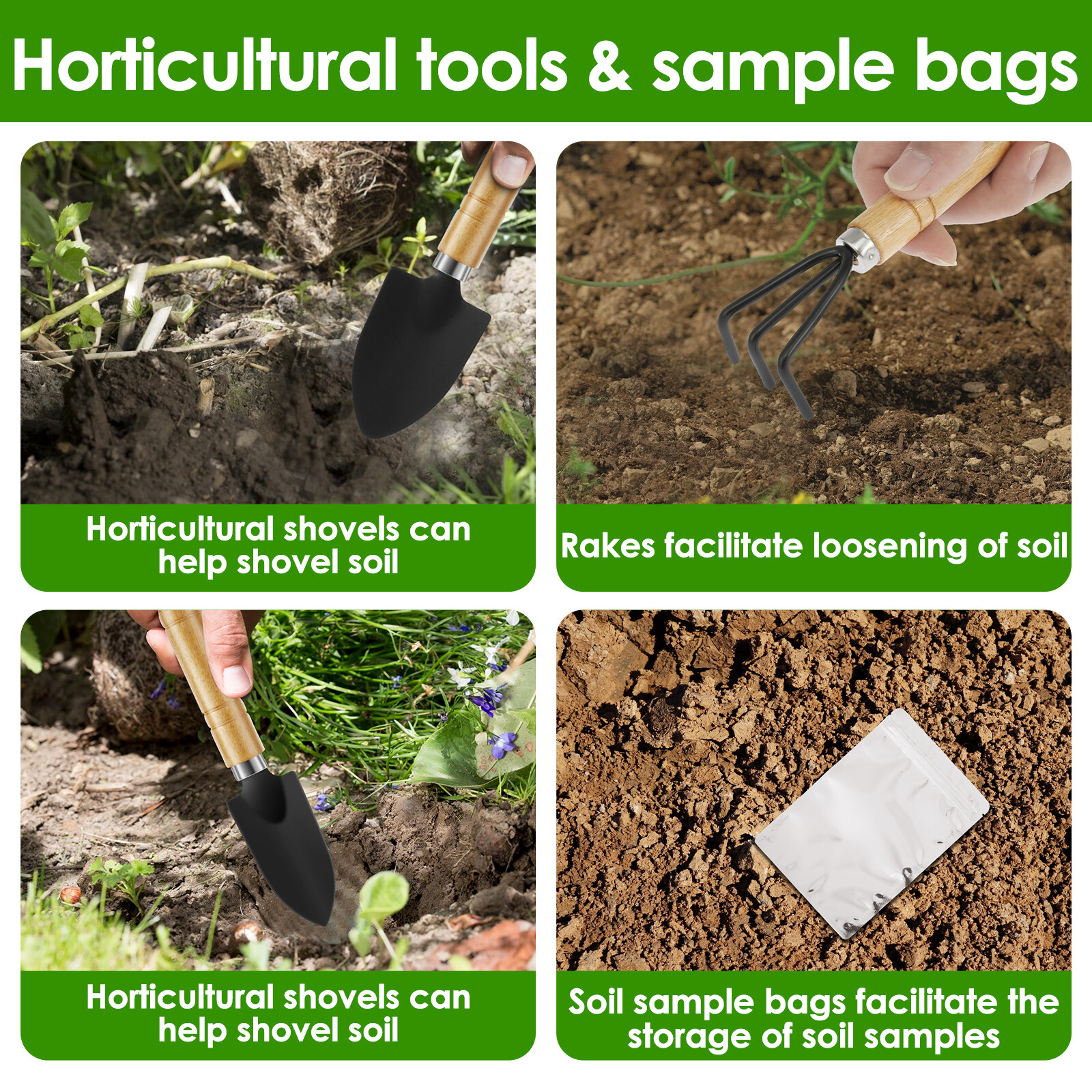 Soil Sampler Probe with 4 Reusable Soil Sample Bag and 3 Tool 12.8inch ...