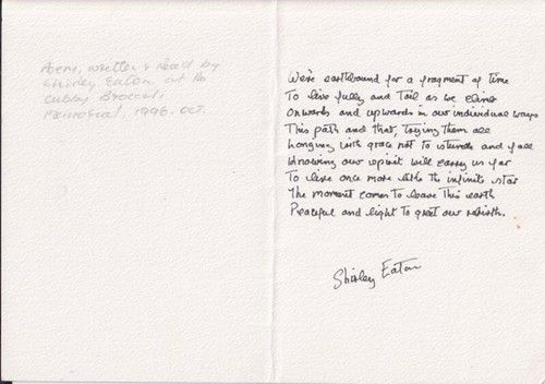 SHIRLEY EATON 007 JAMES BOND HANDWRITTEN POEM CUBBY BROCCOLI MEMORIAL ...
