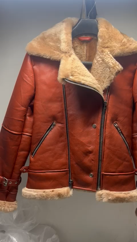 Women’s Handmade Sheepskin Aviator Bomber Jacket Genuine Leather | eBay