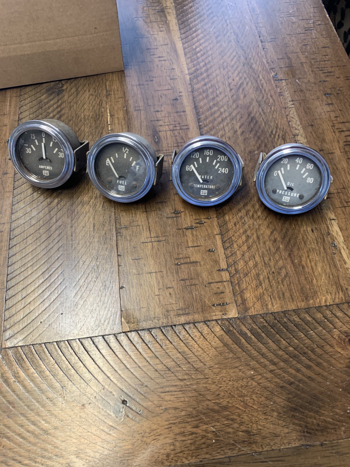 Stewart Warner Gauges Vintage Set of 4 SW Original 60's Hot Rat Rod old ...