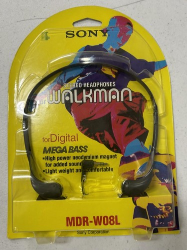 Sony Walkman Stereo Headphones Mega Bass Digital NOS Sealed MDR-W08L ...
