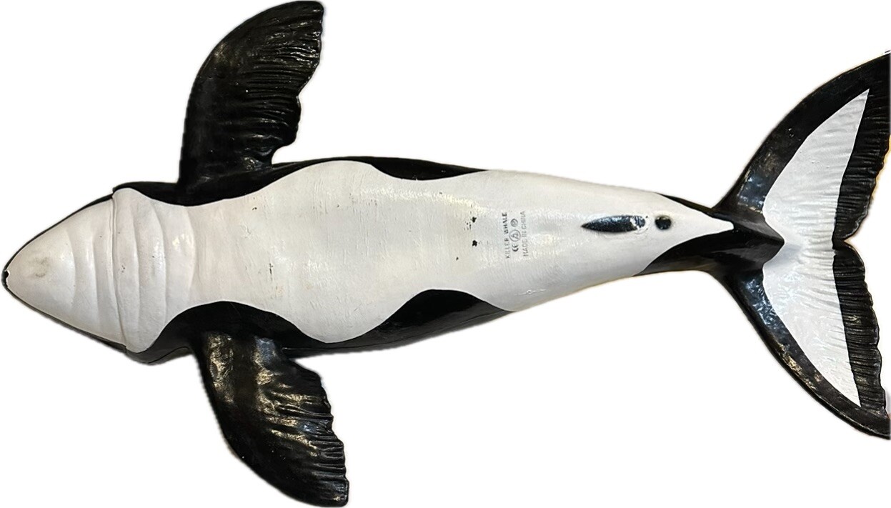 VTG YTK RARE XL RUBBER ORCA KILLER WHALE 20” TOY FISH OCEAN SEA SHAMU ...