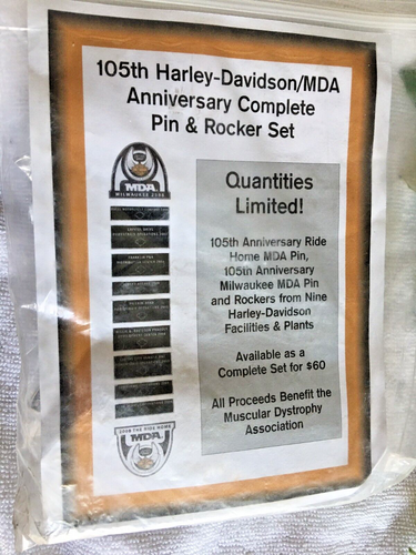 Harley Davidson 105th Anniversary/MDA Complete Pin & Rocker Set - NEW ...