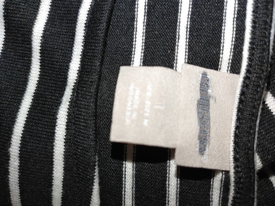 5321) NWOT CHIOC'S 1 black white stripe jersey knit pullover top long ...