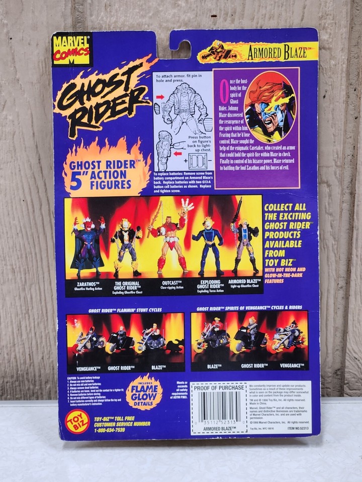 1995 Toy Biz Marvel Comics Ghost Rider Armored Johnny Blaze 6" Action ...