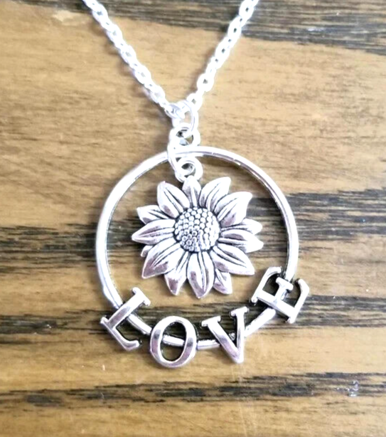 Sunflower Necklace Silver Sunflower Pendant Love Sunflower Jewelry ...