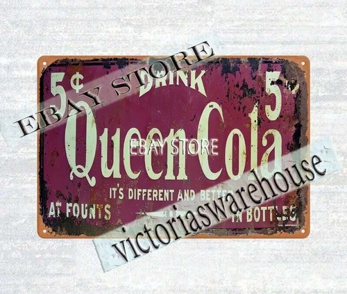 Queen-Cola Soda retro diner kitchen metal tin sign garage makeover man ...