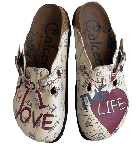 Calceo Medical BLUE RED WHITE CLOGS - WCAL325 Size 38 7.5 Doctor Nurse ...