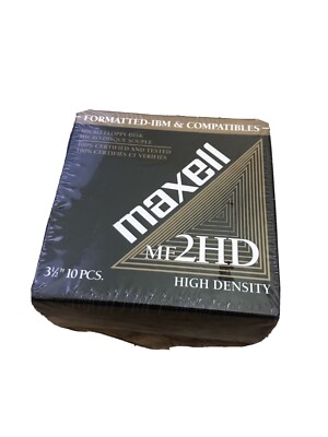 10 Pack Maxell MF 2HD IBM Formatted Floppy Disks Factory SEALED Retail ...