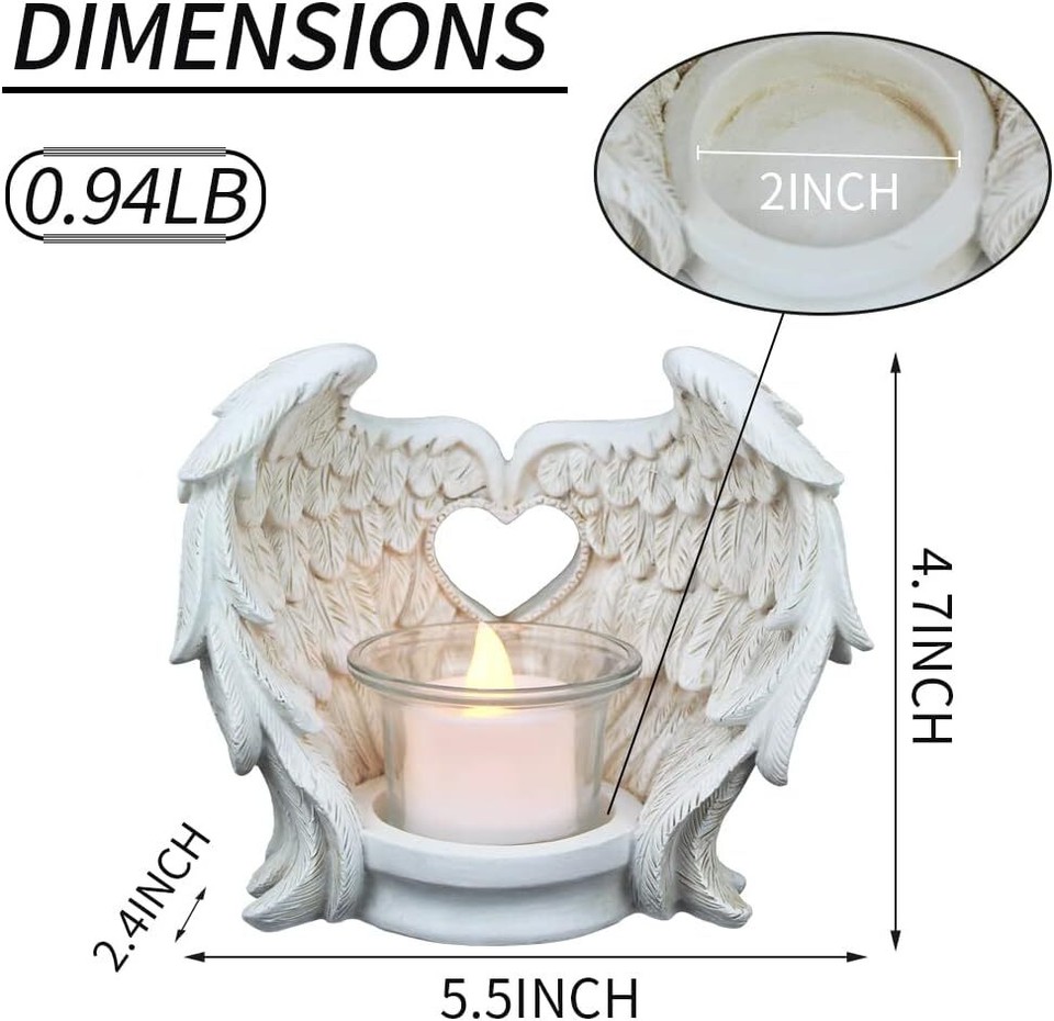 Angel Wings Tealight, Prayer Candle Holder Memorial Gifts Home White | eBay