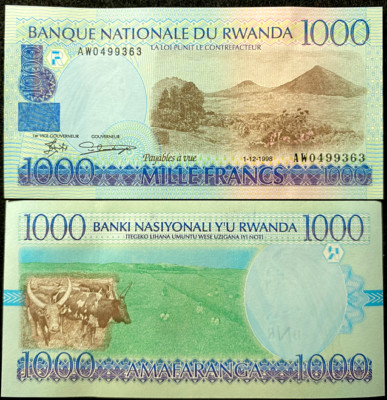 Rwanda Africa 1000 Francs 1998 P27 Banknote World Paper Money UNC ...