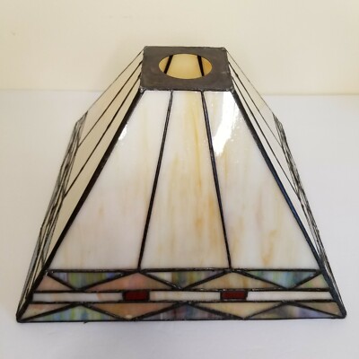 Tiffany Mission Style Hanging Light 10 1/2" Square/Pyramid Glass | eBay