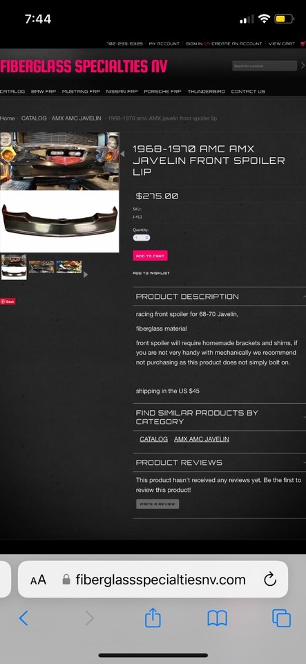 1968-1970 AMC AMX JAVELIN FRONT SPOILER LIP | eBay