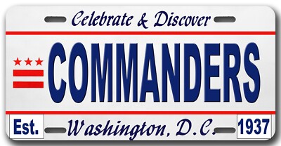 Washington Commanders/Redskins NFL Washington DC Vanity License Plate ...