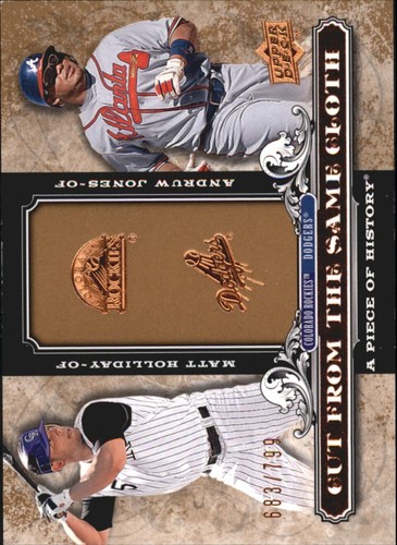 2008 Upper Deck A Piece of History - Cut from the Same Cloth Andruw Jones, Matt Holliday #CSC-HJ ...