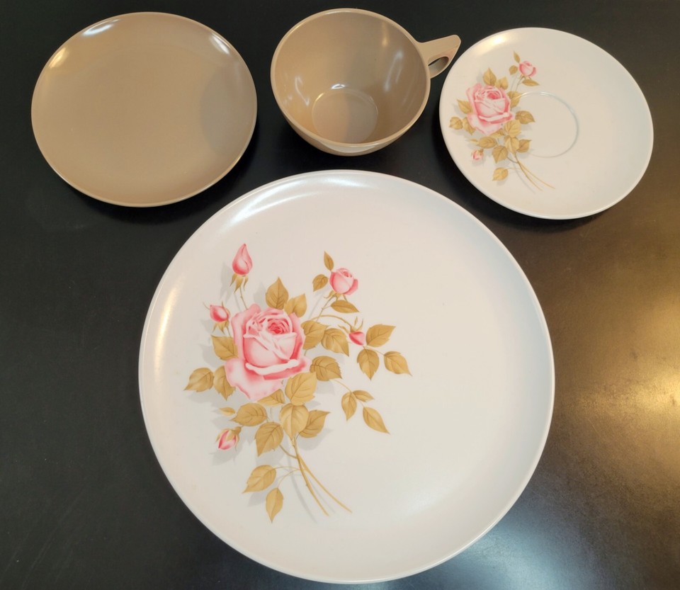 5 Sets Of Melmac Dinnerware Normady Rose Pattern New In Box Made In ...