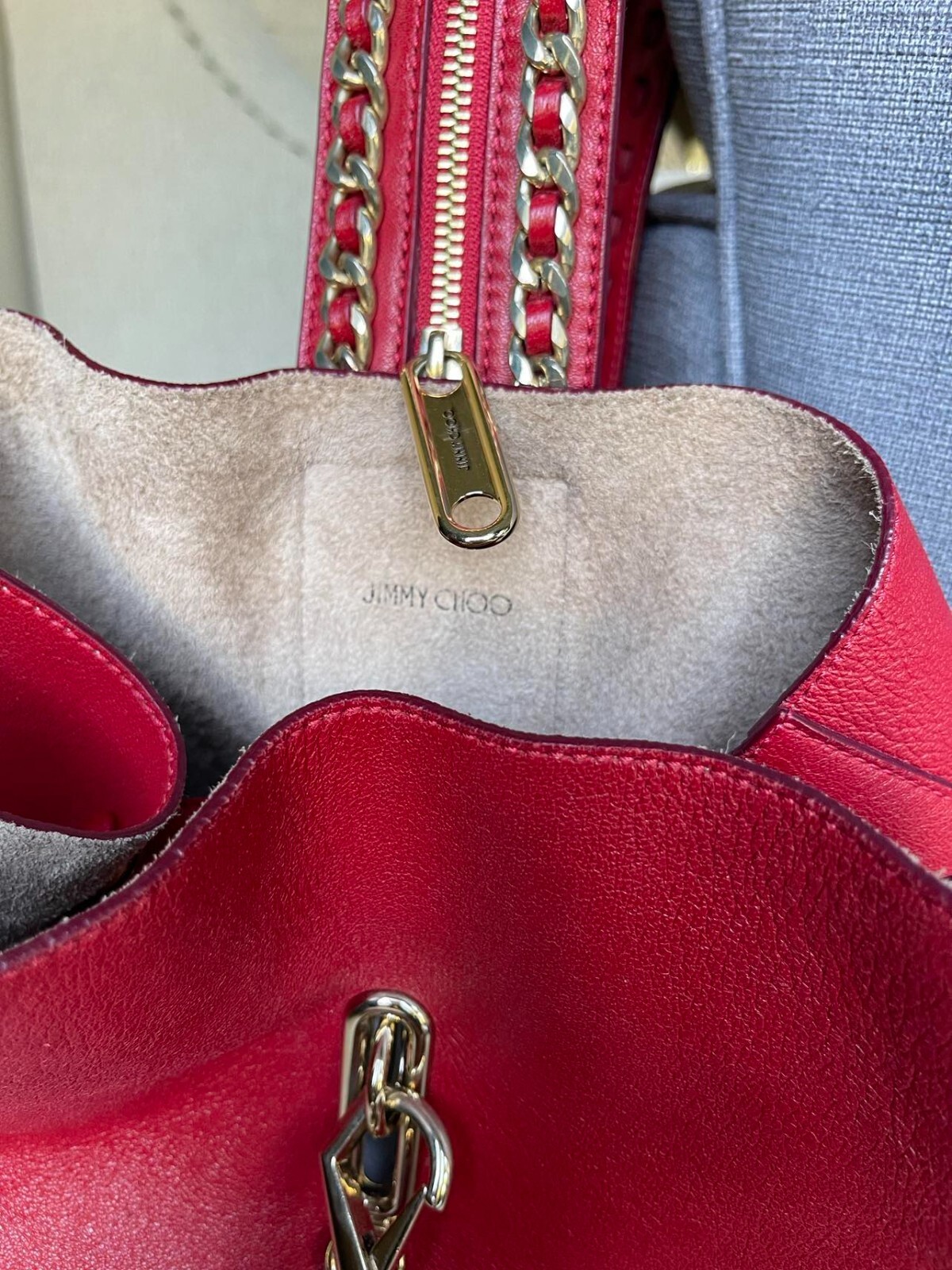 Jimmy Choo Red convertible leather shoulder bag. Auth… - Gem