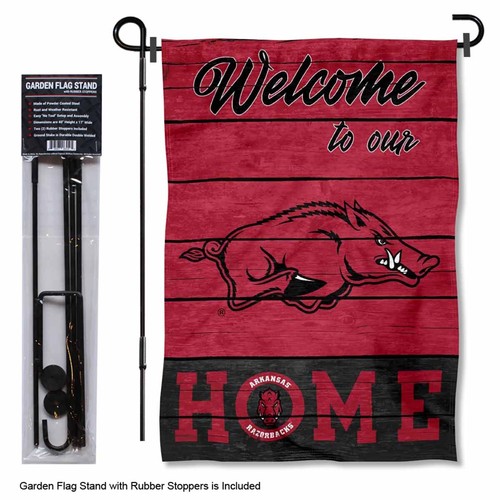Arkansas Razorbacks Welcome to our Home Garden Flag and Yard Stand ...