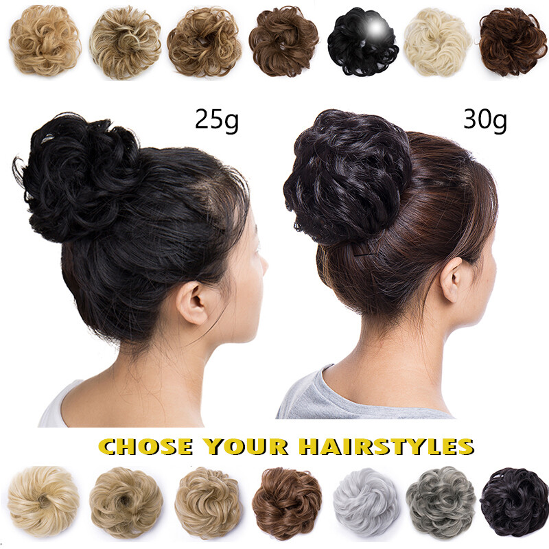 6" Natural Curly Lady Messy Bun Hair Piece Bobble Scrunchie Fake Hair ...