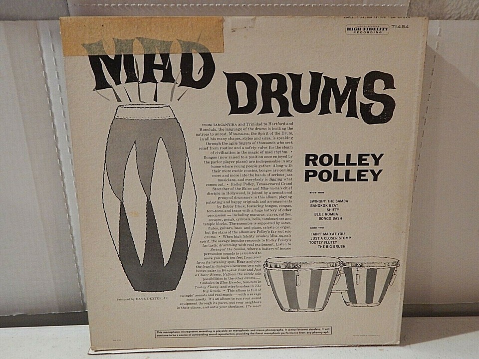 Rolley Polley ‎– Mad Drums 1960 Capitol Records T-1454 beautiful Top ...